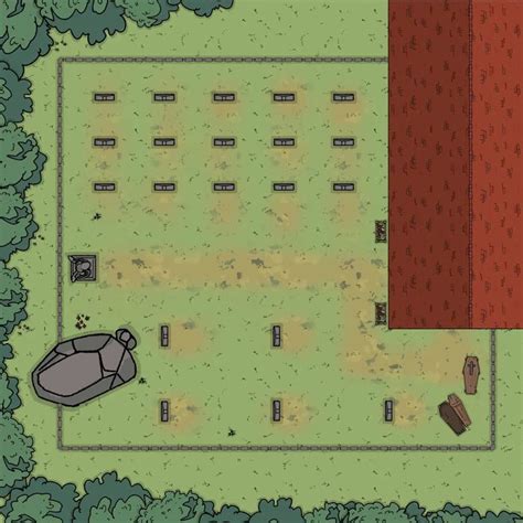 Graveyard Dnd Battlemap Cementery Dnd Village Map Graveyard