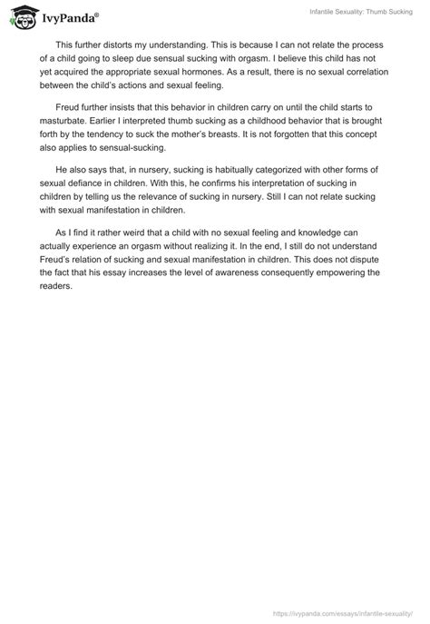 Infantile Sexuality Thumb Sucking 547 Words Essay Example