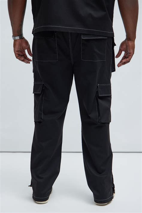 Curtis Contrast Stitch Relaxed Cargo Pants Black Fashion Nova