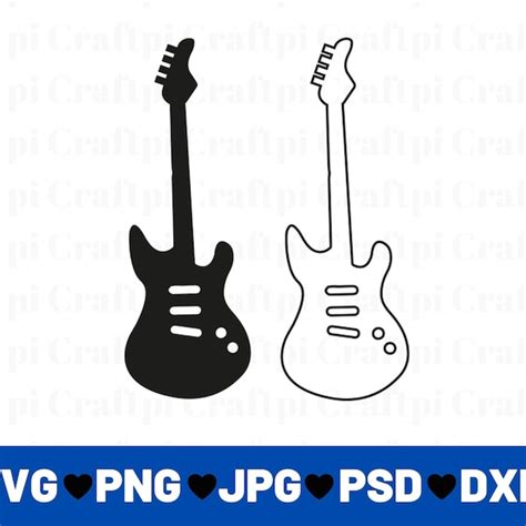 Electric Guitar Outline Svg Etsy