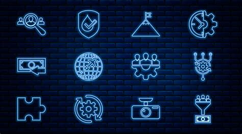 라인 리드 관리 알고리즘 산과 깃발 비행 비행기가 있는 지구본 캐쉬백 검색 사람들을 위한 돋보기 프로젝트 팀 베이스 및 방수 아이콘을 설정합니다 벡터 검색에 대한 스톡 벡터