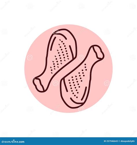 Chicken Legs Color Line Icon Cutting Meat Stock Vector Illustration