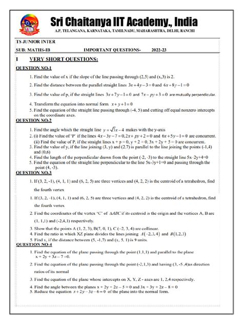 Ts Jr Maths 1b Important Questions 1 Pdf Area Circle