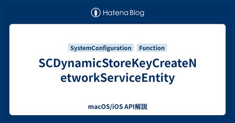 SCDynamicStoreKeyCreateNetworkServiceEntity macOS iOS API解説