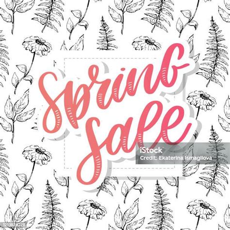봄 판매 벡터 단어 판매 흰색 배경에 꽃과 나뭇잎으로 만든 편지 0명에 대한 스톡 벡터 아트 및 기타 이미지 0명 계절 배경 주제 Istock