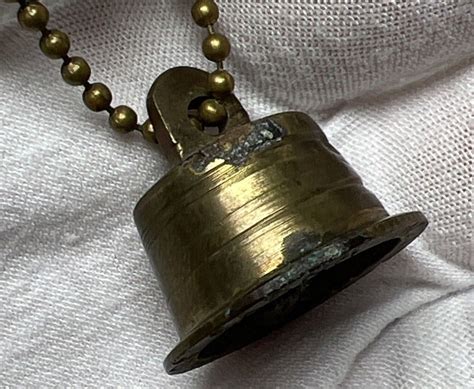 Vintage Lot Of 6 Brass Bells Base Etched Tall Wood Handled Miniature