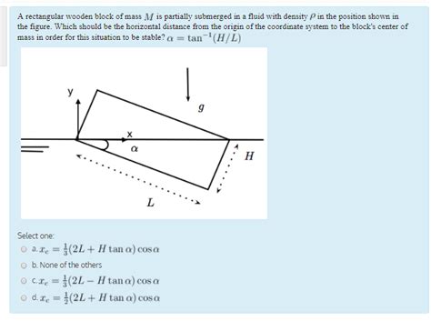 Solved A Rectangular Wooden Block Of Mass M Is Partially