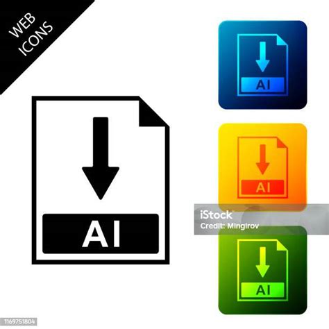Ai 파일 문서 아이콘입니다 Ai 버튼 아이콘을 분리하여 다운로드합니다 설정 아이콘 다채로운 사각형 버튼 벡터 일러스트레이션 0명에 대한 스톡 벡터 아트 및 기타 이미지
