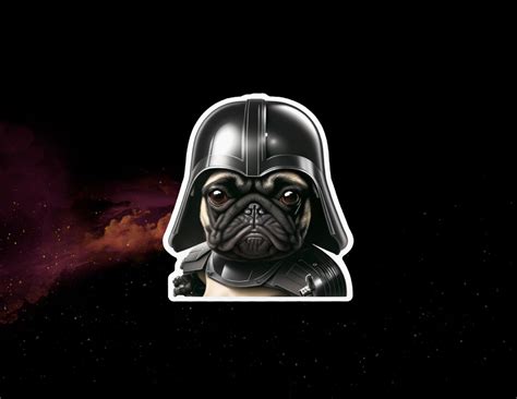 Pug Sticker Darth Vader Pug Sticker Pug Star Wars Sticker Black Pug