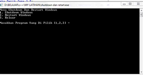 Perjuangan Mahasiswa Program Shutdown Dan Restart Komputer Dengan C