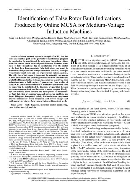 Pdf Identification Of False Rotor Fault Indications Produced By Online Mcsa For Medium Voltage