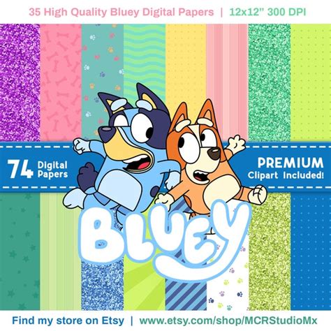 Bluey Digital Scrapbook Paper Etsy Australia