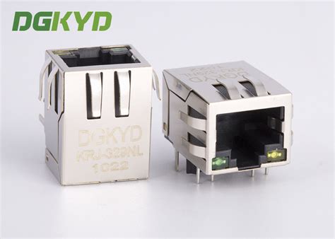 1000base T Single Port Industrial Rj45 Connector Dip Cat6 Ethernet Jack With Led