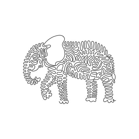 Premium Vector Single Curly One Line Drawing Of Cute Elephant