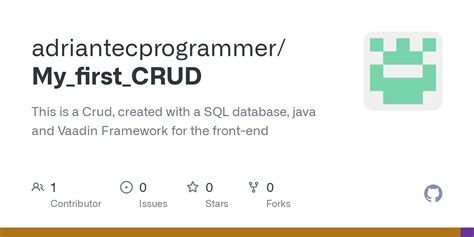 Github Adriantecprogrammermyfirstcrud This Is A Crud Created With A Sql Database Java
