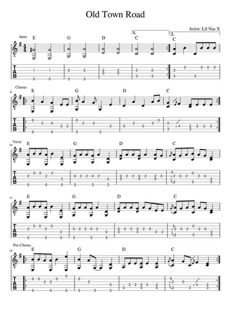 Old Town Road Lil Nas X Fingerstyle Guitar