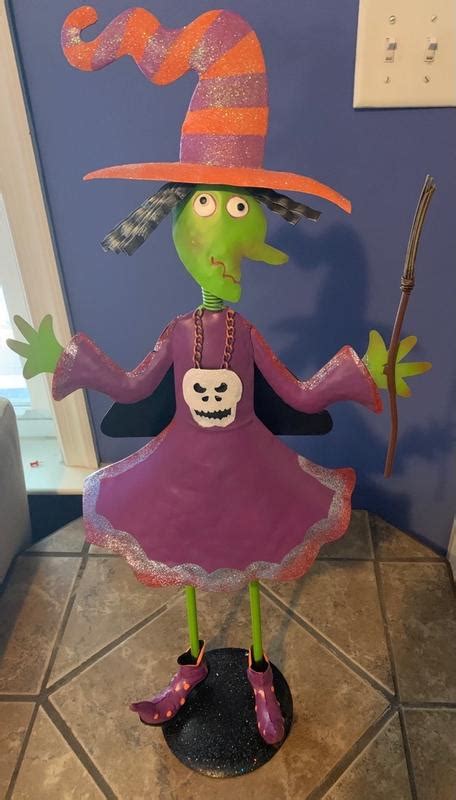 Haunted Hill Farm 28 In Iron Witch Holding Broomstick With Removable