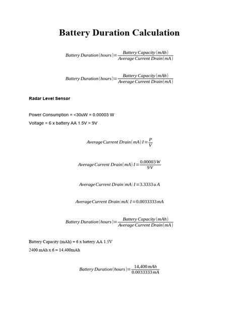 Battery Duration Calculation Pdf Electricity Electrical Engineering