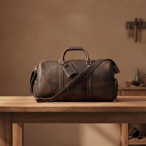 Leather Weekender Bag Vintage Travel Duffle Bag Mens Carry On