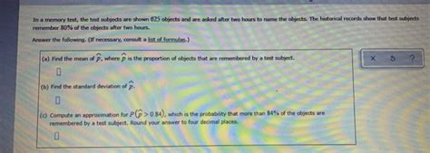 Solved In A Memory Test The Test Subjects Are Shown 625