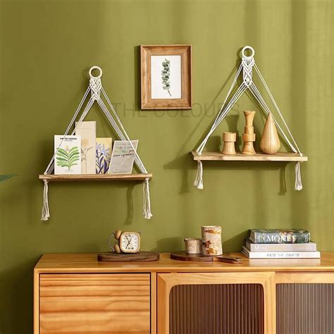 Set Of 2 Macrame Floating Shef The Colours