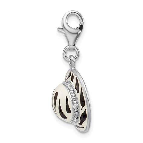 Sterling Silver Amore La Vita Rhodium Plated Polished 3 D Cz Enameled