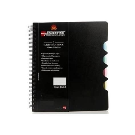 Bilt Matrix A5 Spiral 5 Subject Notebook Size 21 6x14cm 100 Pages