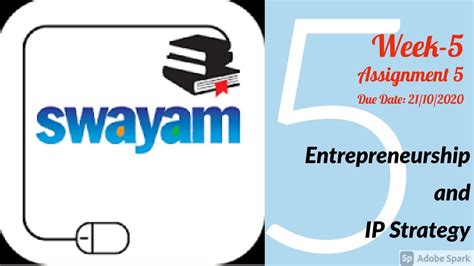 Swayam Entrepreneurship And Ip Strategy Week 5 Assignment 5 Youtube