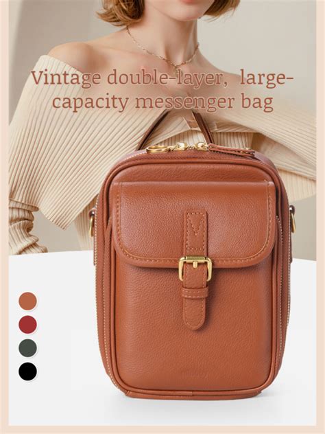 Vintage Double Layer Large Capacity Messenger Bag Shoulder Crossbody