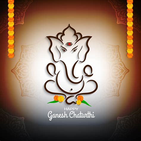 Colorful Ganesh Chaturthi With Flowers Greeting 678610 Vector Art At