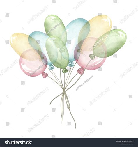 Watercolor Illustration Balloons Hand Drawn Illustration Stock