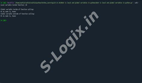 Python Sample Code For Local And Global Variables In Python S Logix