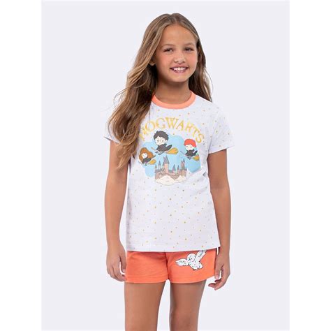 Pijama Manga Curta Infantil Hogwarts Useveggi