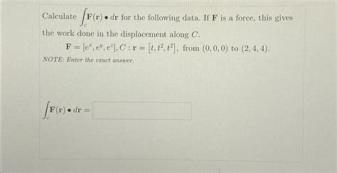 Solved Calculate C F R Dr For The Following Data If F Chegg Com