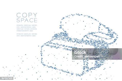 추상 기 원형 도트 픽셀 패턴 복사 공간 벡터 Eps 10와 흰색 배경에 Vr 헤드셋 모양 디자인 파란색 그림 기하 도형에 대한