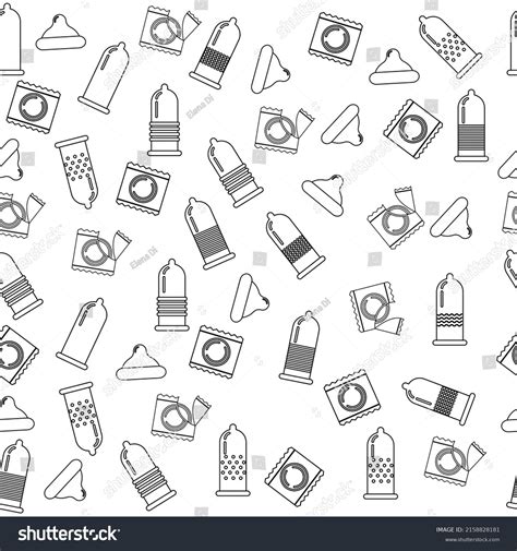 Seamless Condom Pattern Line Style Packaging Stock Vector Royalty Free