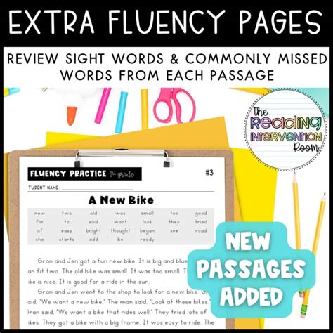 First Grade Fluency Passages For Progress Monitoring Oral Reading Fluency