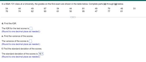 Solved D Find The IQR The IQR For The Test Scores Is Chegg Com