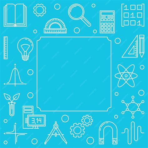 Premium Vector Stem Square Vector Outline Frame On Blue Background