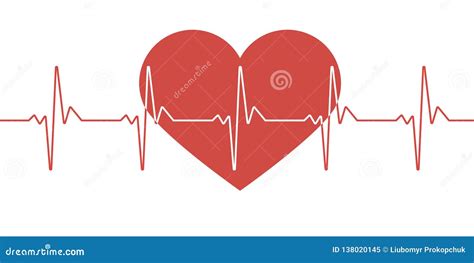 Heart Pulse Red And White Colors Heartbeat Lone Cardiogram