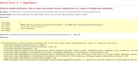 C Error In Stored Procedure Failed To Enable Constraints One Or