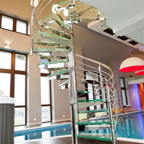 Tempered Glass Spiral Staircase Indoor Stainless Steel Staircase Design
