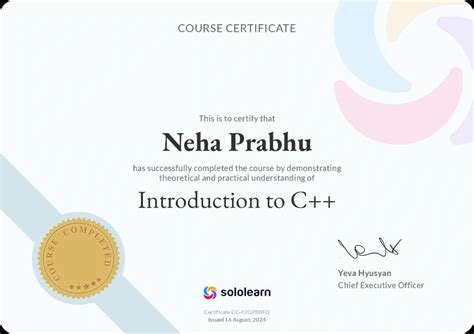 Neha Prabhu On Linkedin Cprogramming Certificationachievement Softwaredevelopment Sololearn