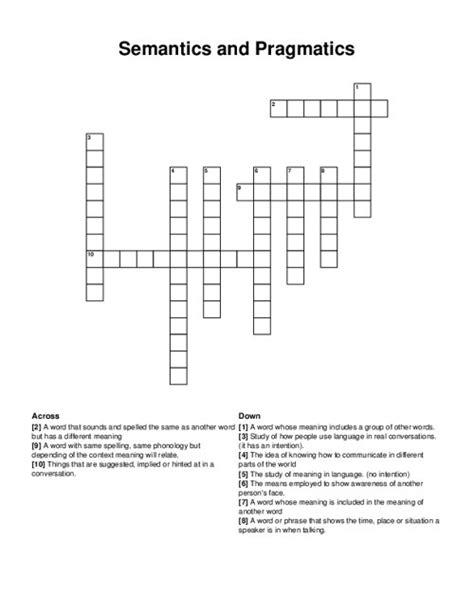 semantics and pragmatics crossword puzzle