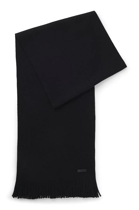 Boss Raschel Knit Scarf In Responsible Virgin Wool