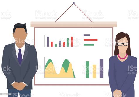 사업가는 통계 보고서를 발표합니다 비즈니스 개념 분석 및 계획 개념에 대한 스톡 벡터 아트 및 기타 이미지 개념 개발
