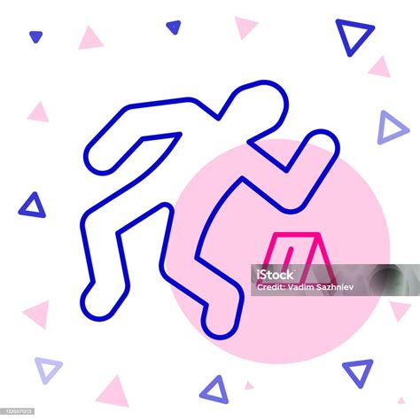 흰색 배경에 격리 된 라인 범죄 장면 아이콘 다채로운 개요 개념 벡터 범죄 현장에 대한 스톡 벡터 아트 및 기타 이미지 범죄