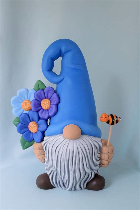 Garden Gnome Estatua Del Gnomo Gnome Del Bosque Etsy Clay Crafts