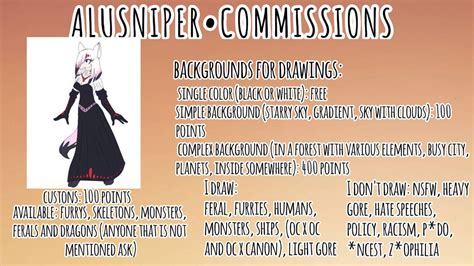 C O M M I S S I O N P O I N T S By Alusniper On Deviantart