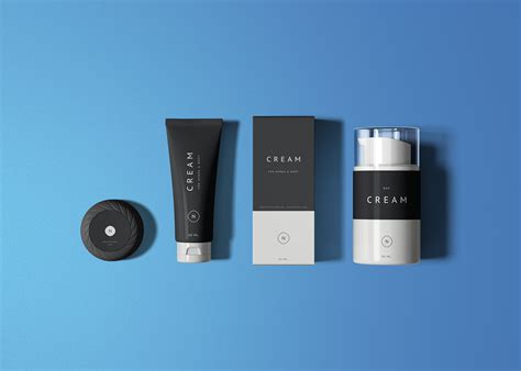 Essential Cosmetics Packaging Set Free Mockups